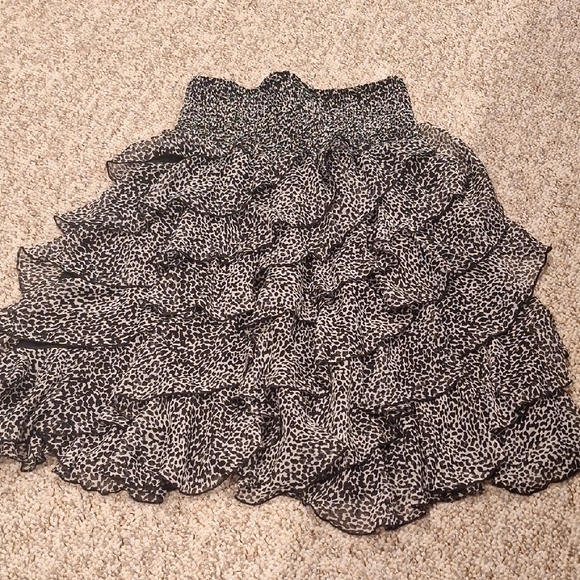 Coco Bianco | Skirts | Coco Bianco Black White Leopard Ruffled Skirt ...